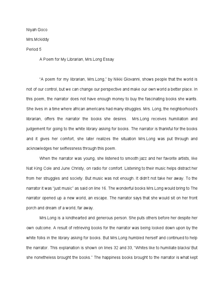 A Poem For My Librarian Mrs | PDF