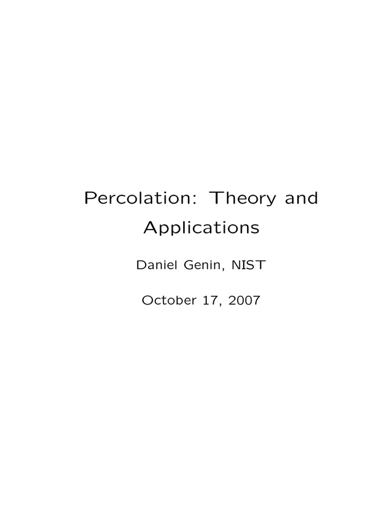 Percolation: Theory and Applications: Daniel Genin, NIST | PDF ...