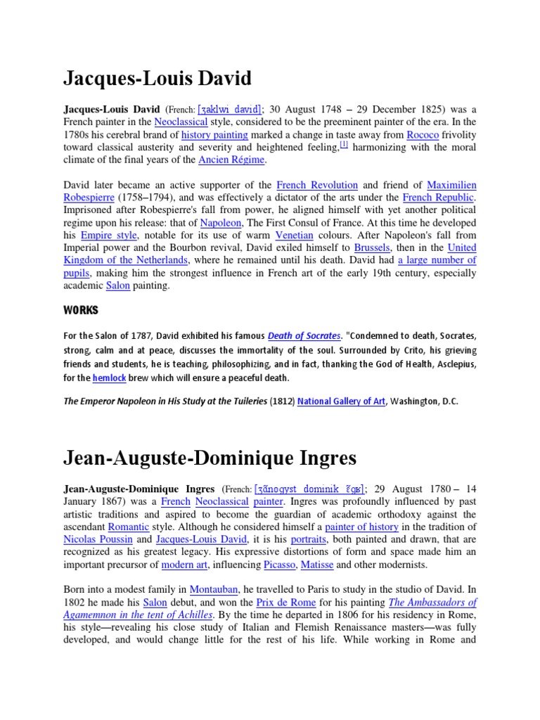 Jacques-Louis David ( | PDF | Paintings | Art Media