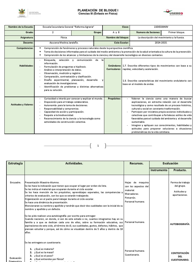 Planeacion de Ciencias Segundo Grado | Descargar gratis PDF ...
