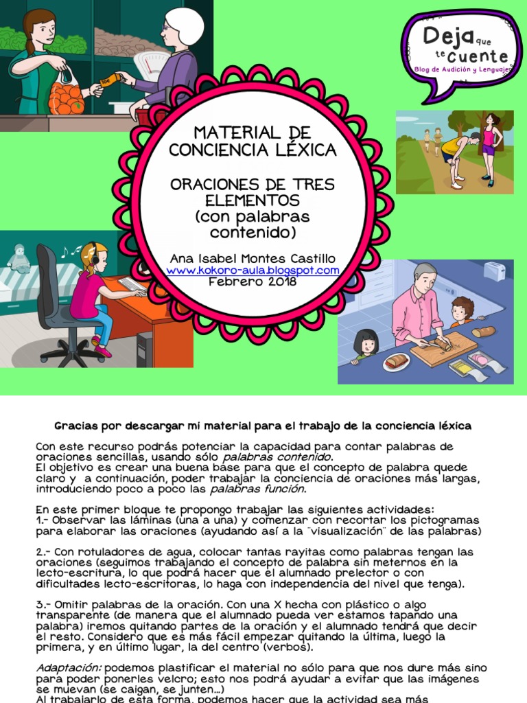 Conciencia Lexica Oraciones Tres Elementos Palabras Contenido PDF | PDF
