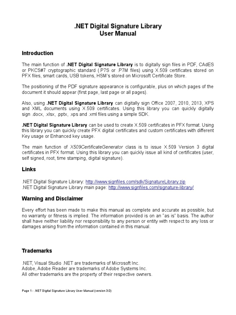 Signature Library User Manual | Download Free PDF | Public Key ...