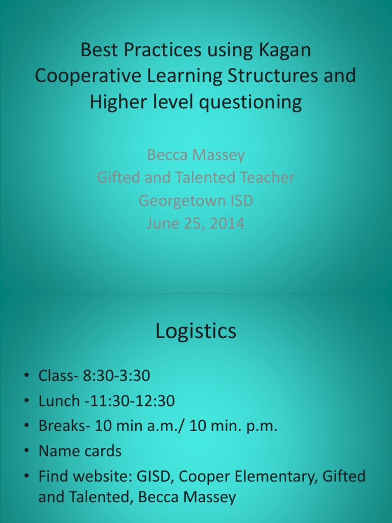 Best Practices Using Kagan Cooperative Learning Structures | PDF ...