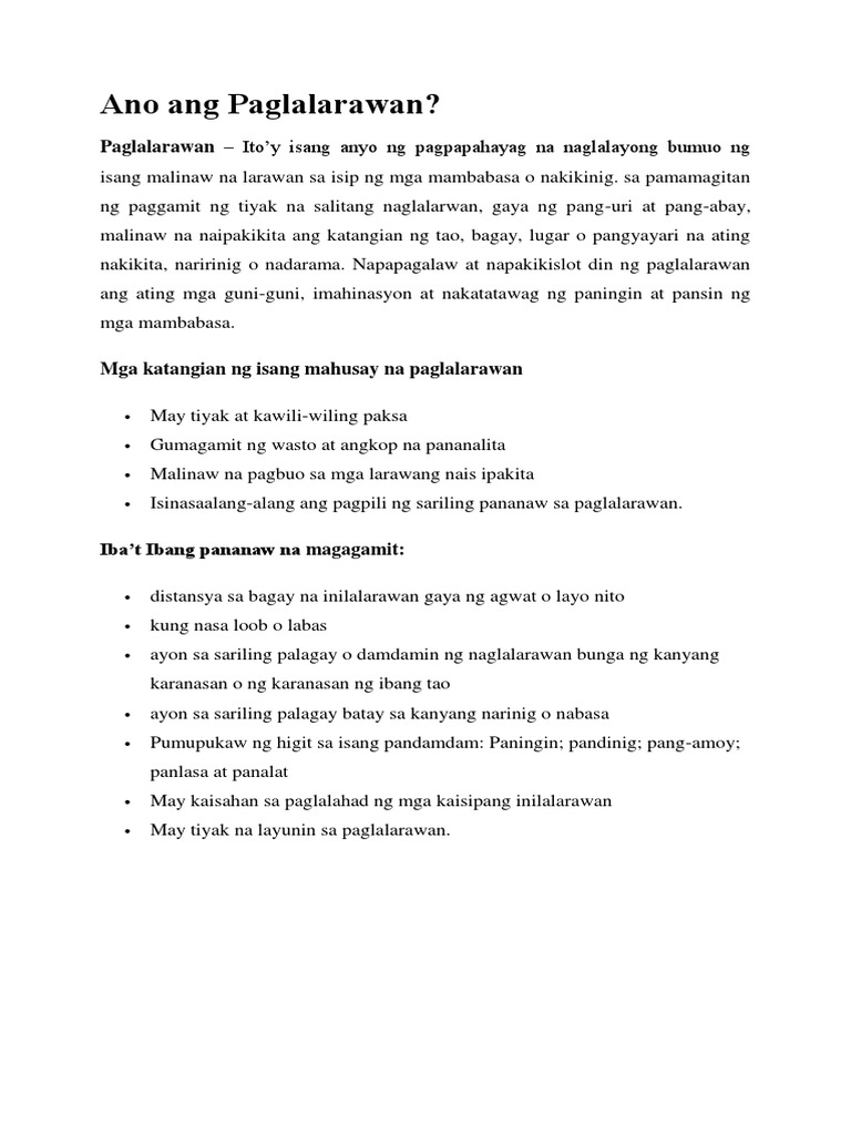 Ano Ang Paglalarawan | PDF