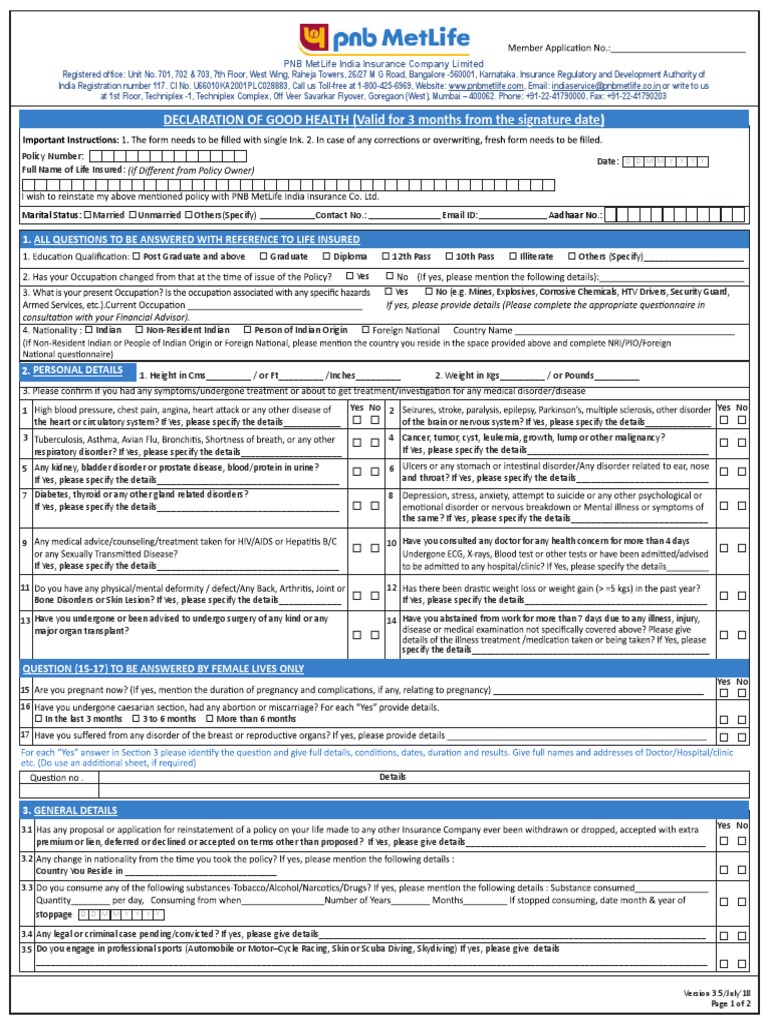 Declaration of Good Health Form Ver 3 5 Tcm47 27819 (Without Edits ...