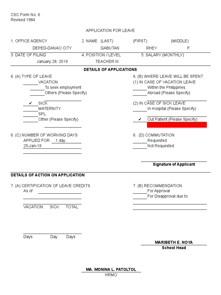 CSC Form No. 6: Leave Application Guide | PDF | Government | Business