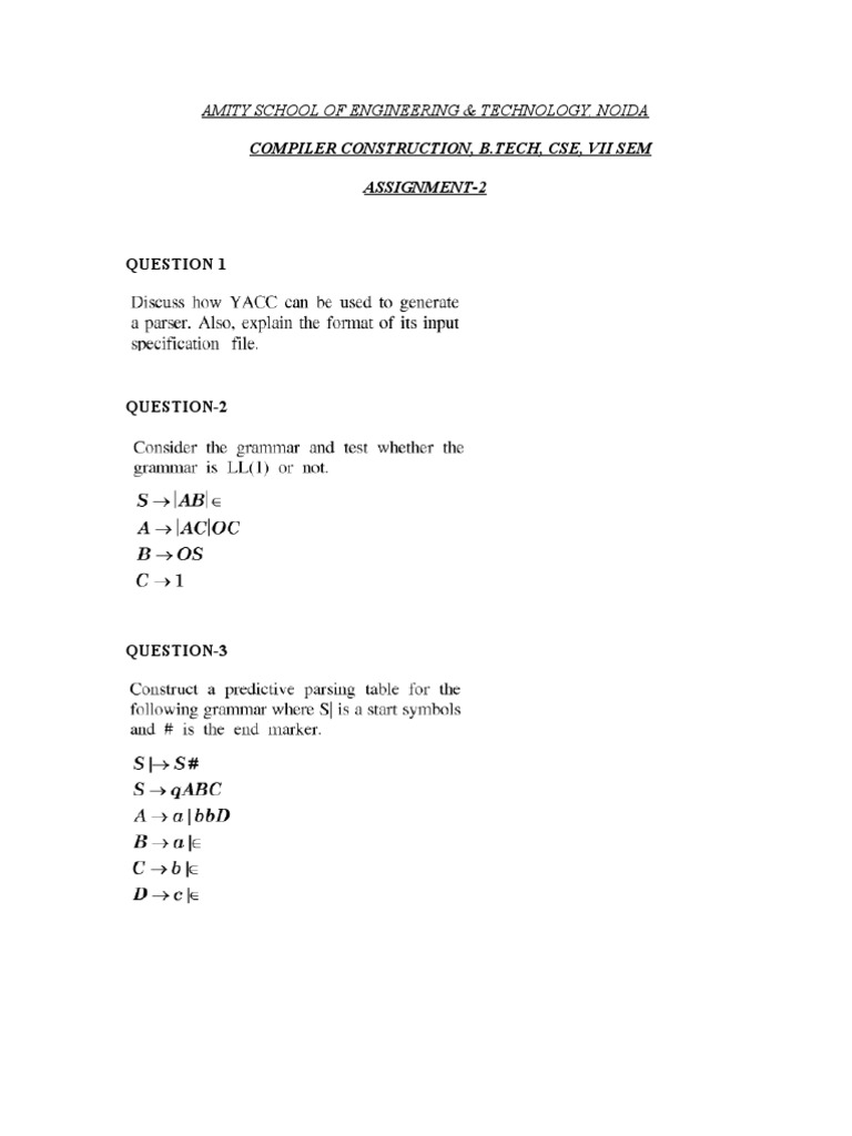 Compiler Construction Assignment Guide | PDF