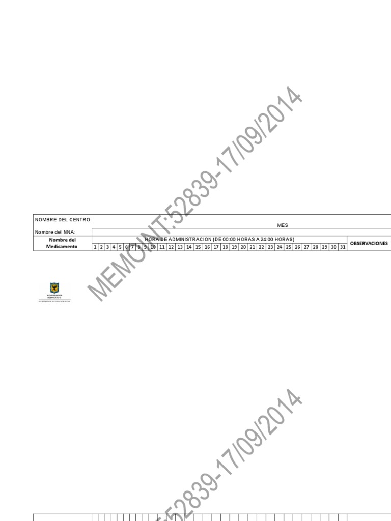 (01102014) Formato de Registro Administracion de Medicamentos | PDF ...