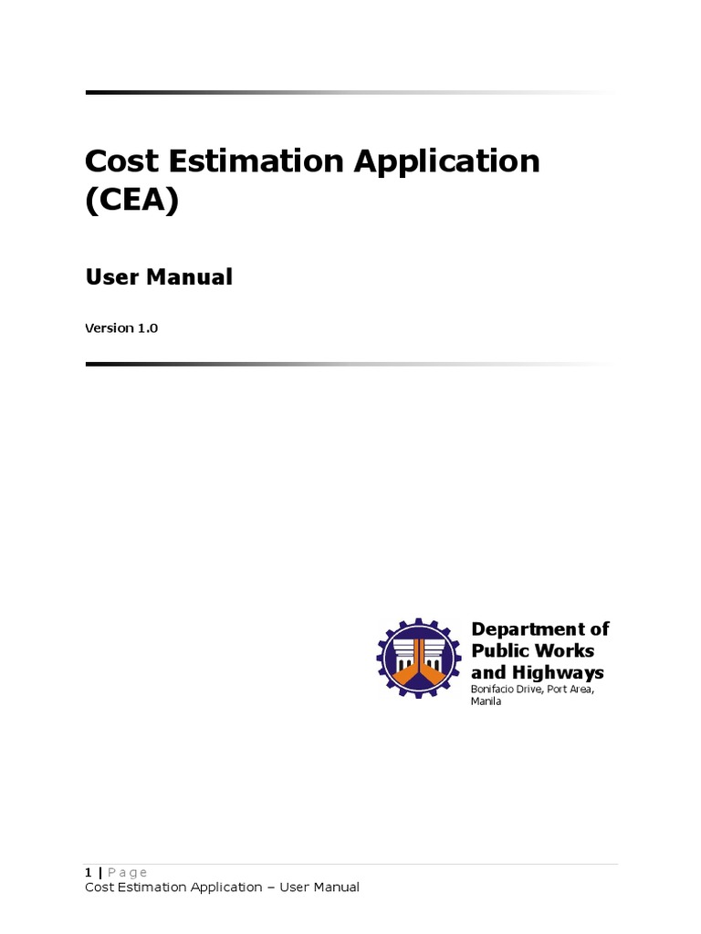 CEA User Manual for Cost Estimation | PDF | Icon (Computing) | Cost