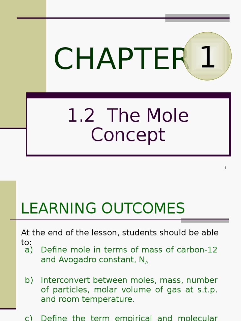 Lec 3 - The Mole Concept | PDF | Mole (Unit) | Molecules