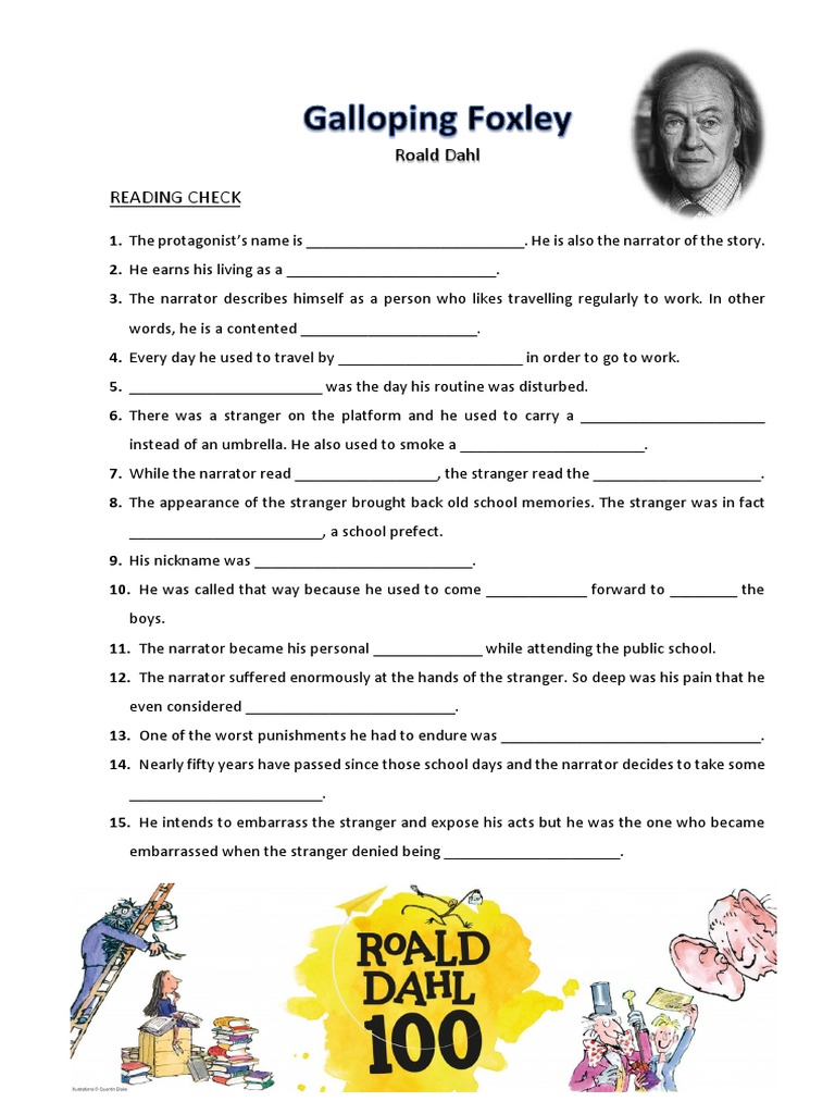 Galloping Foxley by Roald Dahl Worksheet Templates Layouts - 97872 | PDF
