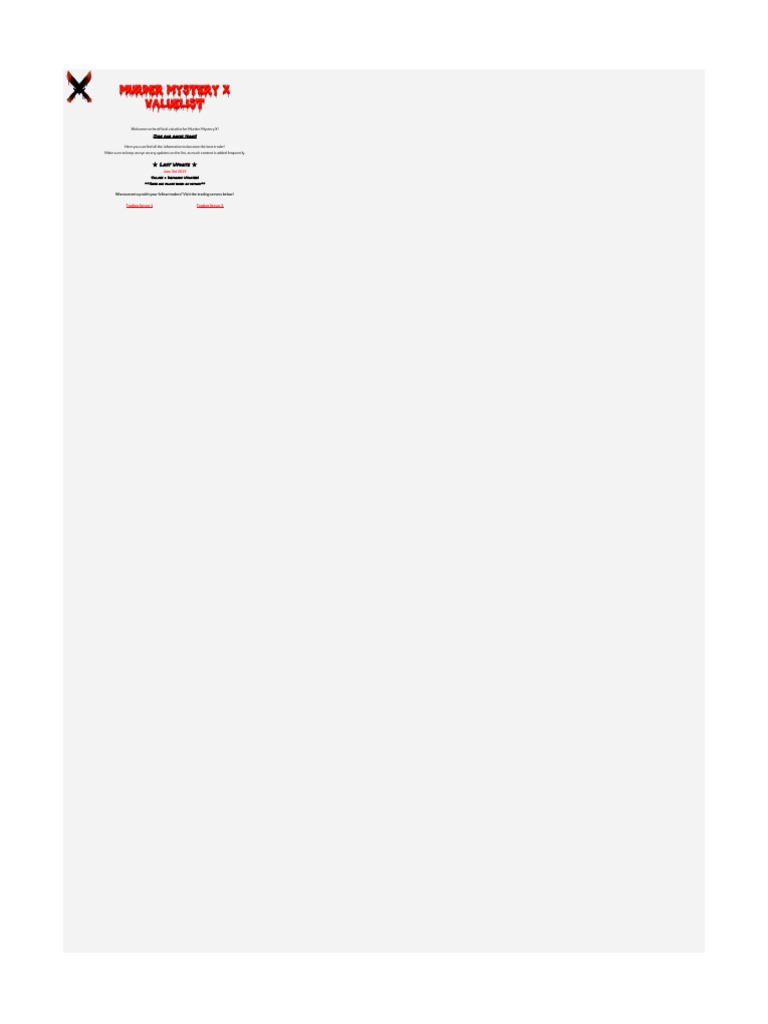Welcome to the Official Murder Mystery X Valuelist - Your Guide to ...