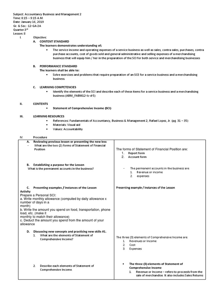 Lesson Plan - Forms of Business Organization - Statement of ...