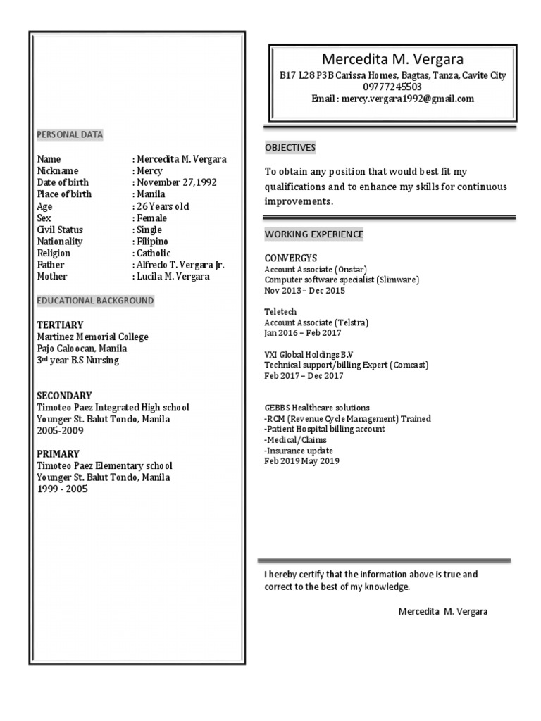 Mercy CV | PDF | Health Care | Computing