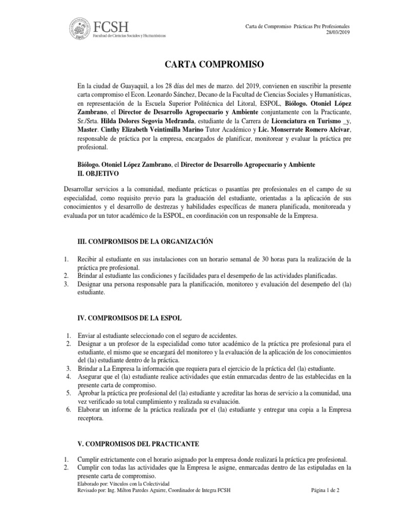 Formato de Carta de Compromiso | PDF | Business
