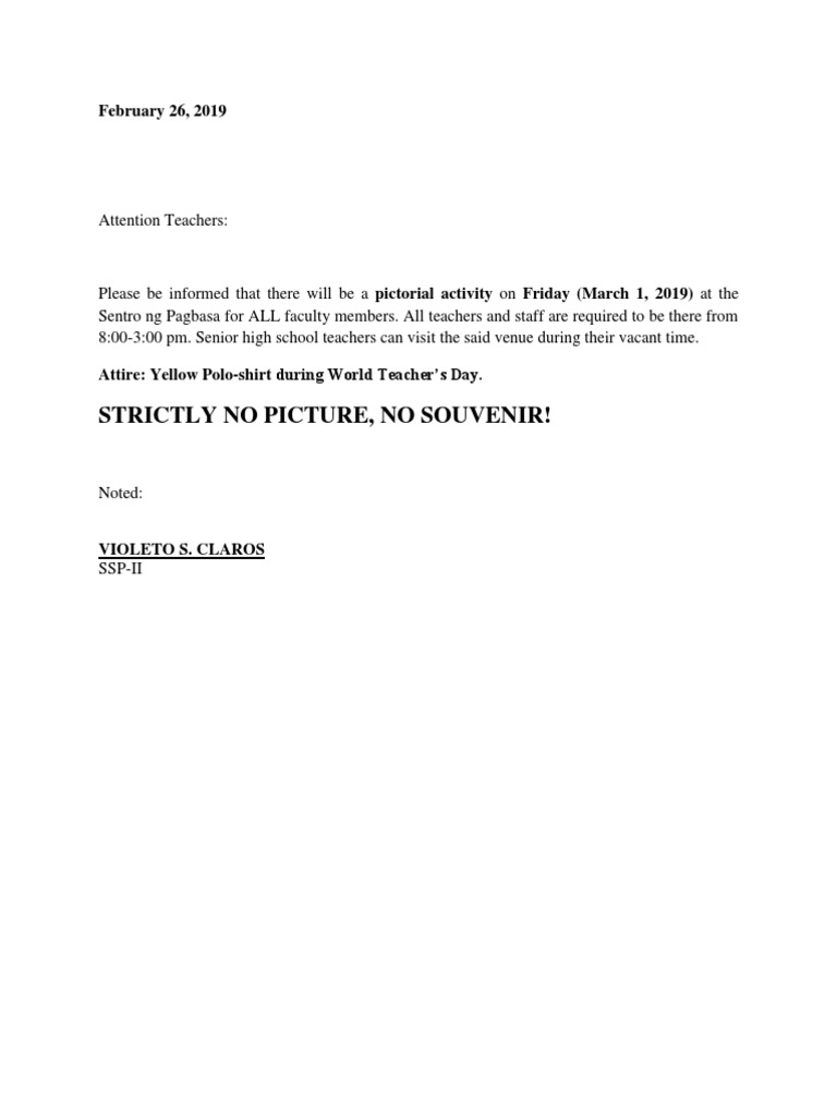Letter For Pictorial | PDF