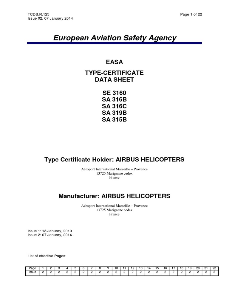 Certification Type Certificates Docs Rotorcraft EASA TCDS R.123 Airbus ...