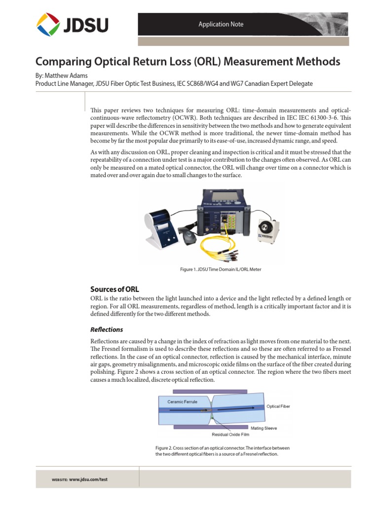 Comparing Optical Return Loss (ORL) Measurement Methods | PDF | Optical ...