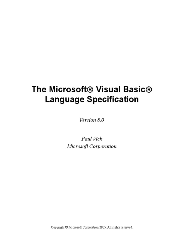 The Microsoft Language Specification: Visual Basic | PDF | Data Type ...