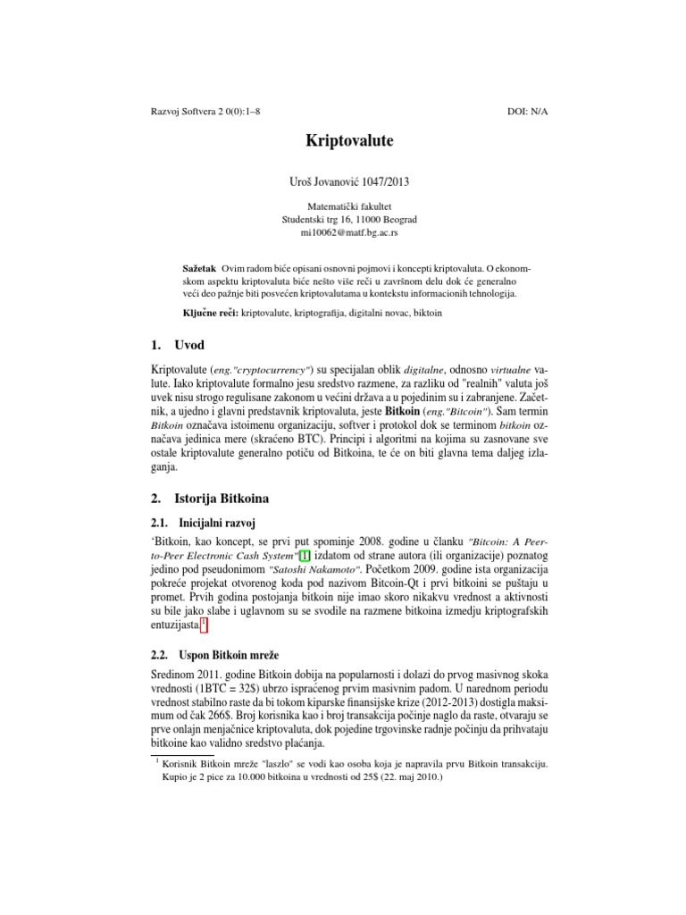 Kriptovalute Seminarski PDF | PDF