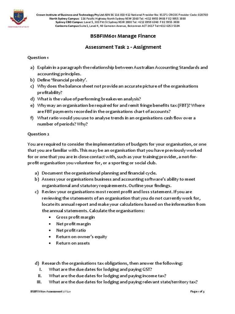 BSBFIM601 Assessment Task 2 v2.1 | PDF | Business | Economies