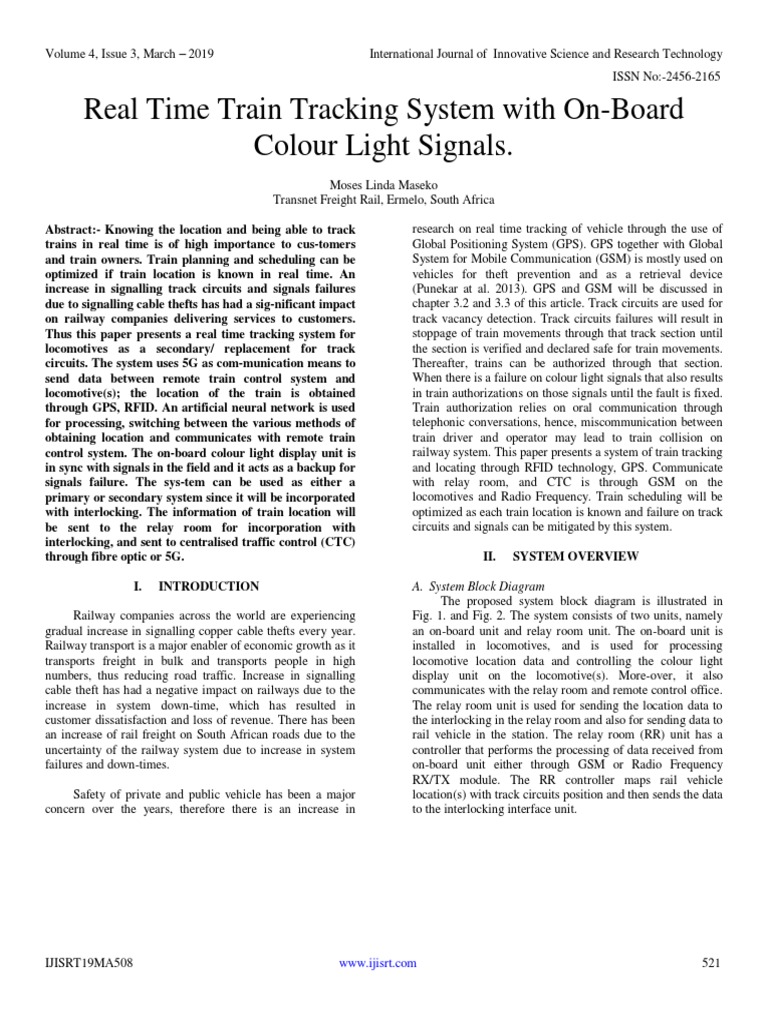 Real Time Train Tracking System With On-Board Colour Light Signals ...