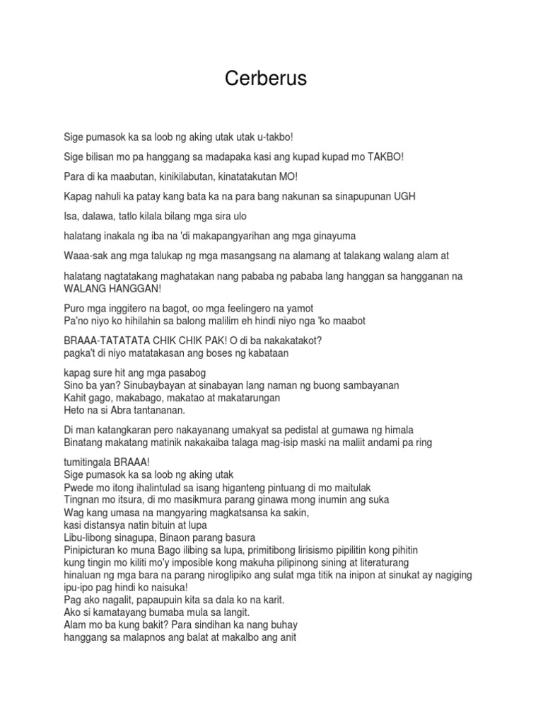 Cerberus Lyrics | PDF