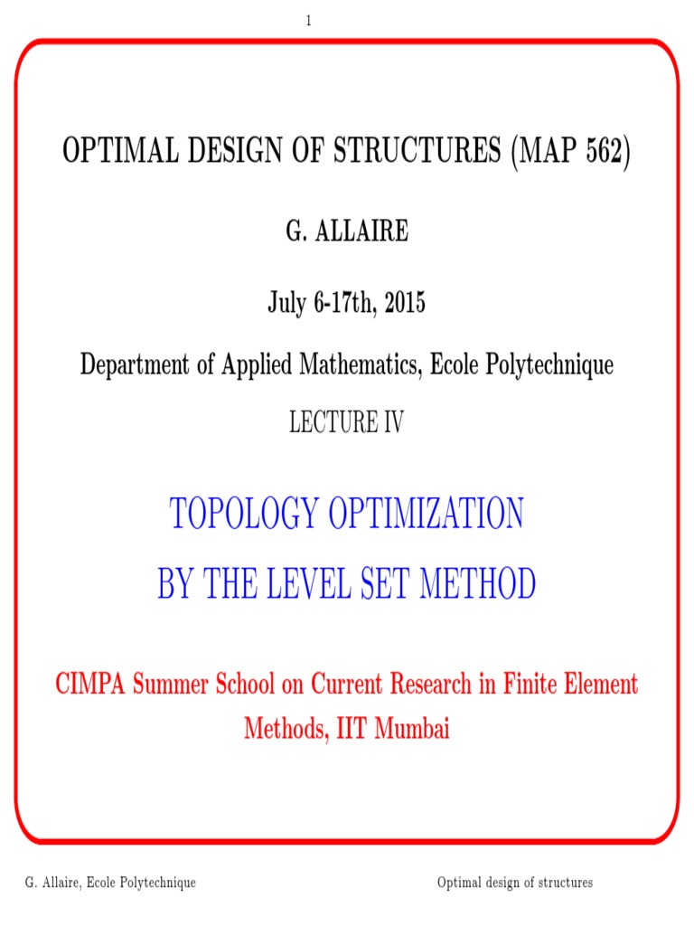 Topology Optimization Level Set Method Pdf Mathematical Optimization Finite Element Method