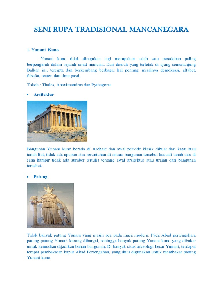 Seni Rupa Tradisional Mancanegara: Perbandingan Arsitektur dan Patung ...