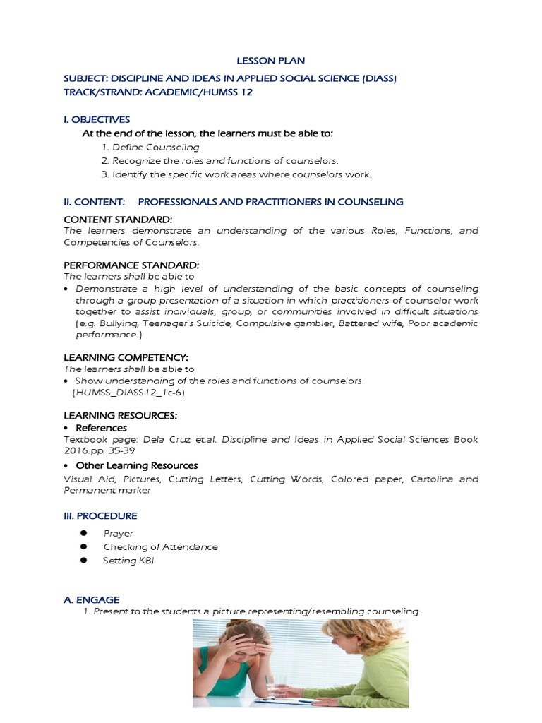 Semi Detailed Lesson Plan DIASS (Humss) (Demo) | PDF | School Counselor ...