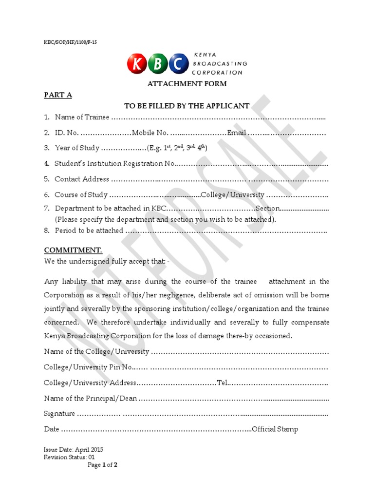 KBC Attachment Application Form | PDF | Government Information | Civil Law (Legal System)