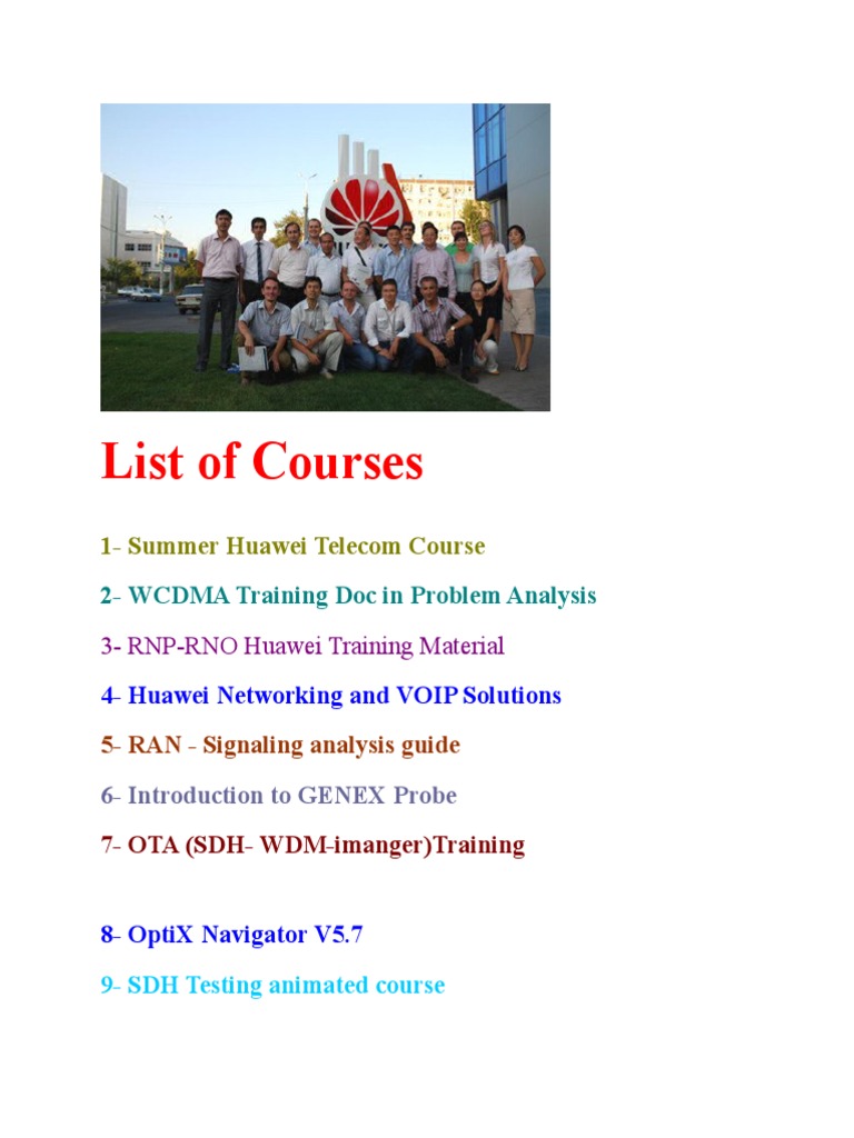 Huawei Telecom Training Course List | PDF | Computers