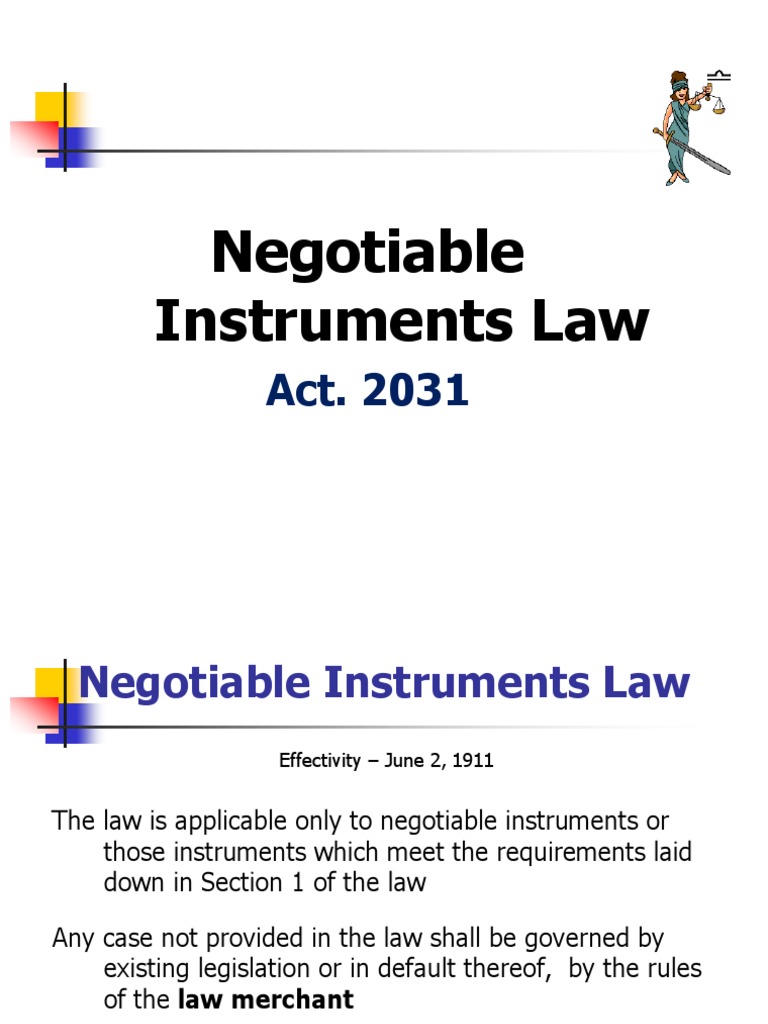 Negotiable Instruments Law | PDF | Negotiable Instrument | Legal Documents