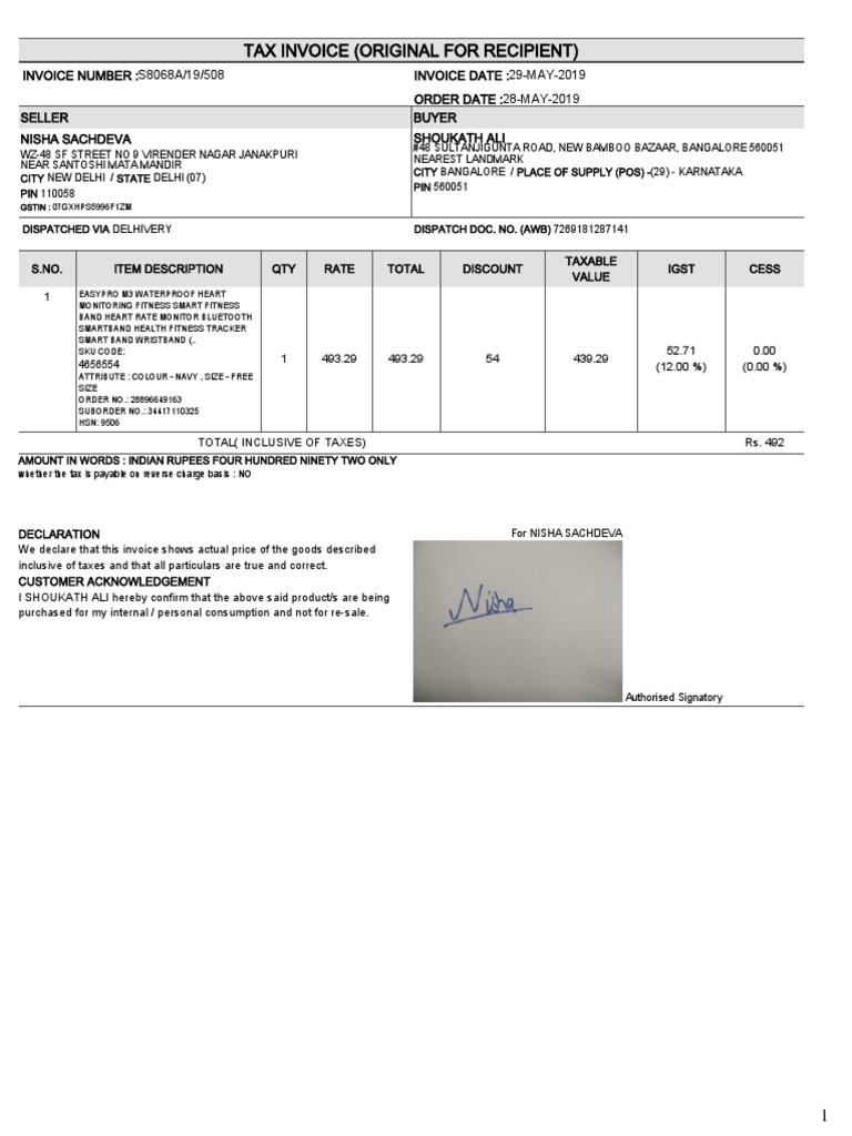 Tax Invoice (Original For Recipient) | PDF | Invoice | Business