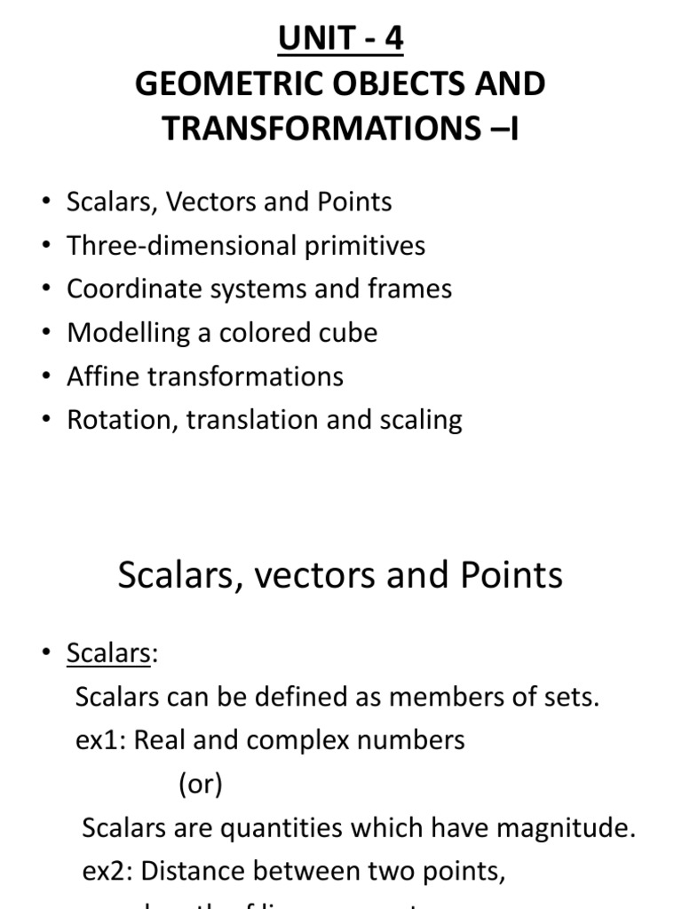 Geometric Objects And Transformations I Pdf Vertex Geometry