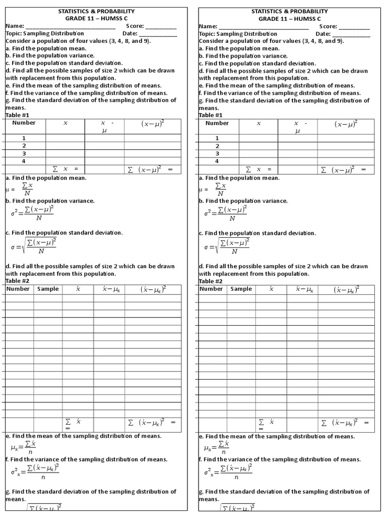 Stat Worksheet | PDF | Variance | Standard Deviation