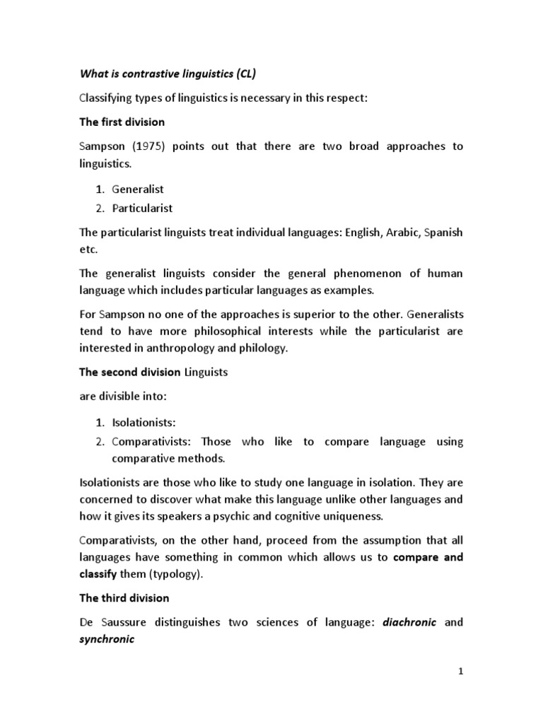 What Is Contrastive Linguistics | PDF | Linguistics | Multilingualism