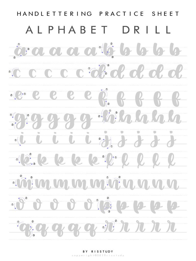 Alphabet Drill: Handlettering Practice Sheet | PDF | Collation | Writing