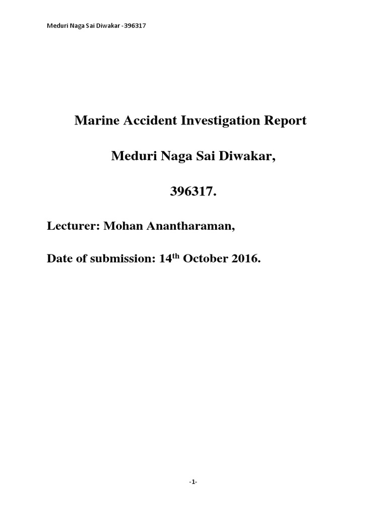 Investigation Report Naga Sai Diwakar Meduri | PDF | Marine Salvage | Ships