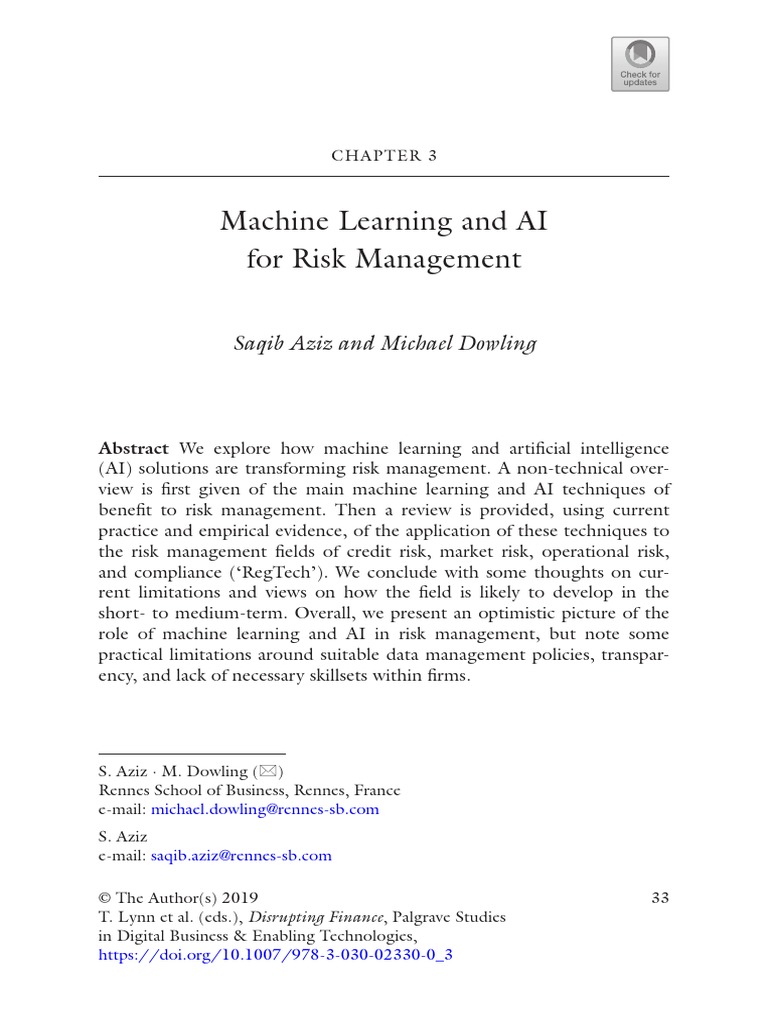 Machine Learning and A I For Risk Management | PDF | Machine Learning ...
