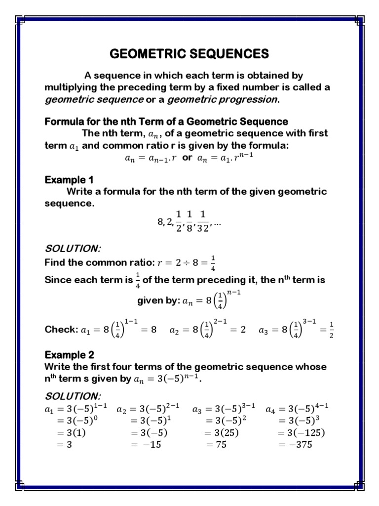 Geometric Sequences | PDF | Mathematical Objects | Teaching Mathematics