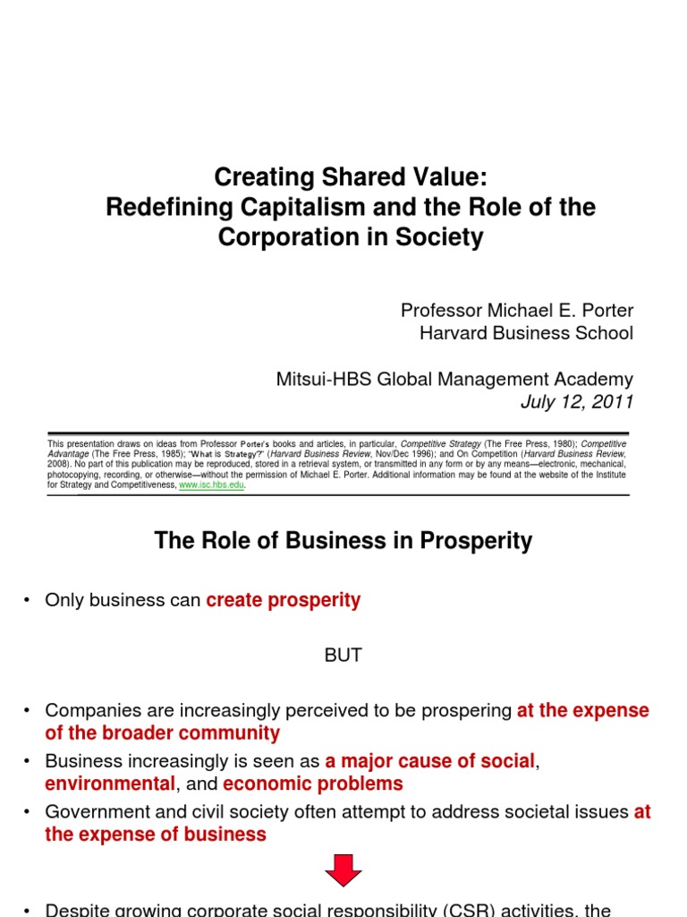 Creating Shared Value: Redefining Capitalism and The Role of The ...