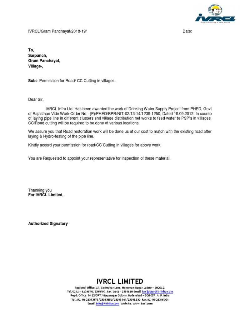 Letter To Gram Panchayat | PDF