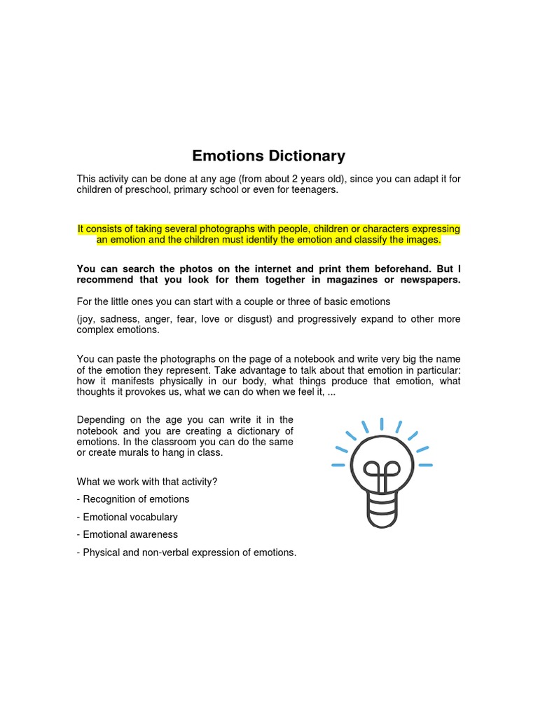 Emotions Dictionary | PDF