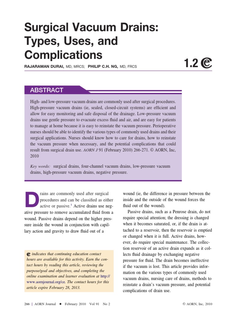 Indications of JP Drains | PDF | Thrombosis | Surgery