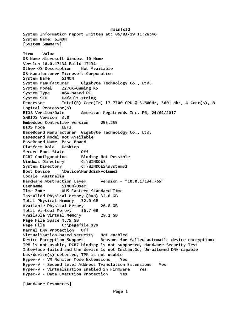 Msinfo 32 | PDF | Ip Address | Device Driver