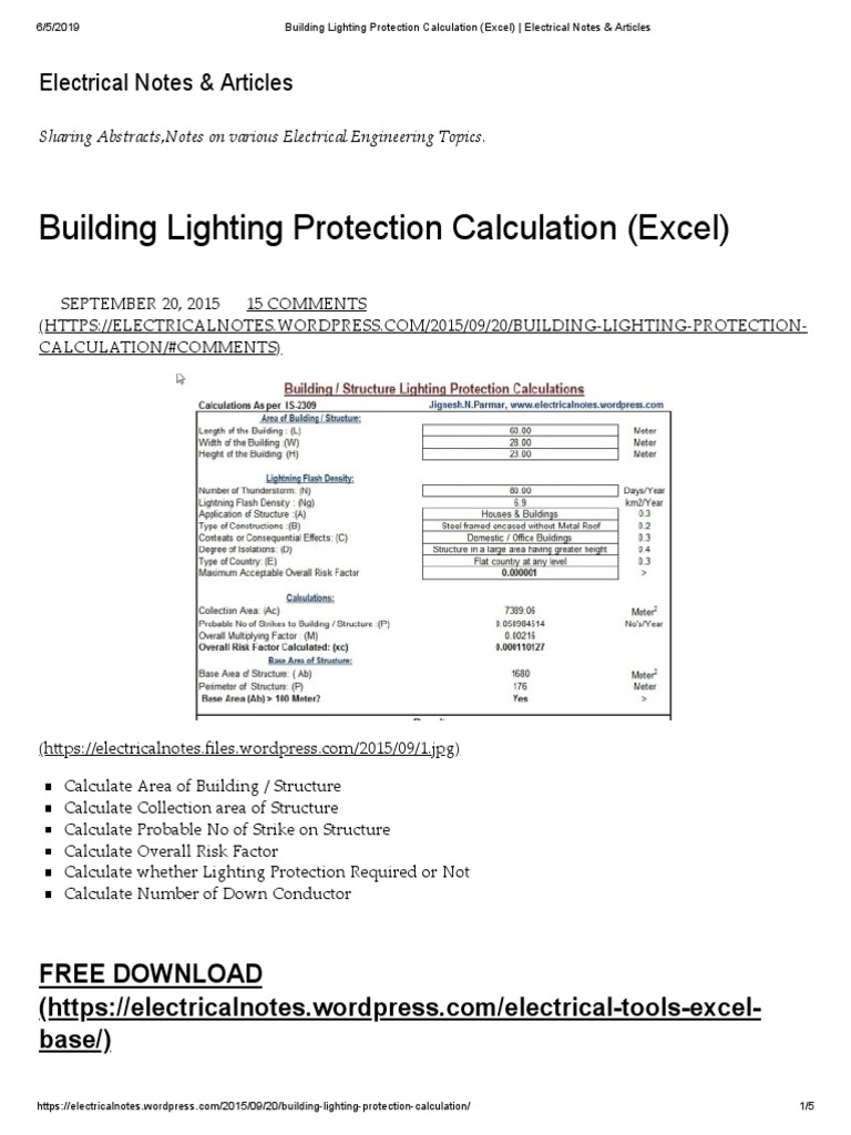 Building Lighting Protection Calculation | PDF | Electric Arc ...
