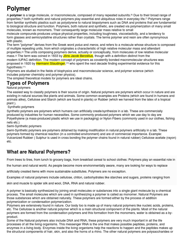 Chemistry Project On Natural Polymers | PDF | Macromolecules | Polymers