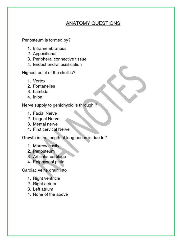 Anatomy Questions | PDF