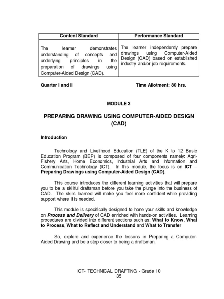 B-TD - GRade 10 - LM - Module 3 Preparing Computer-Aided Drawing PDF ...